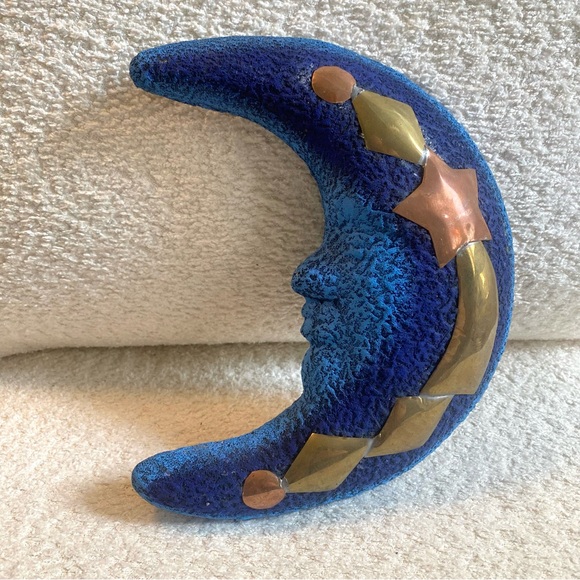 Vintage | Accents | Vintage Blue Crescent Moon Wall Decor Ceramic ...